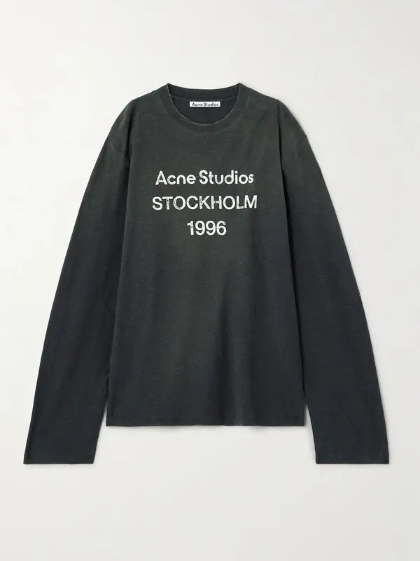 Acne Studios Printed Hemp And Cotton-blend Jersey T-shirt