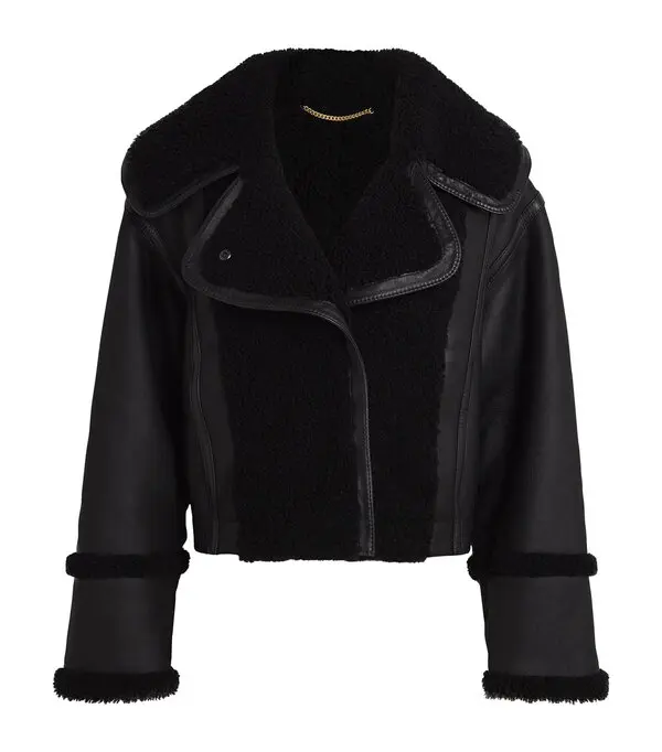 Victoria Beckham Shearling Jacket In Black 42% Off Editorialist