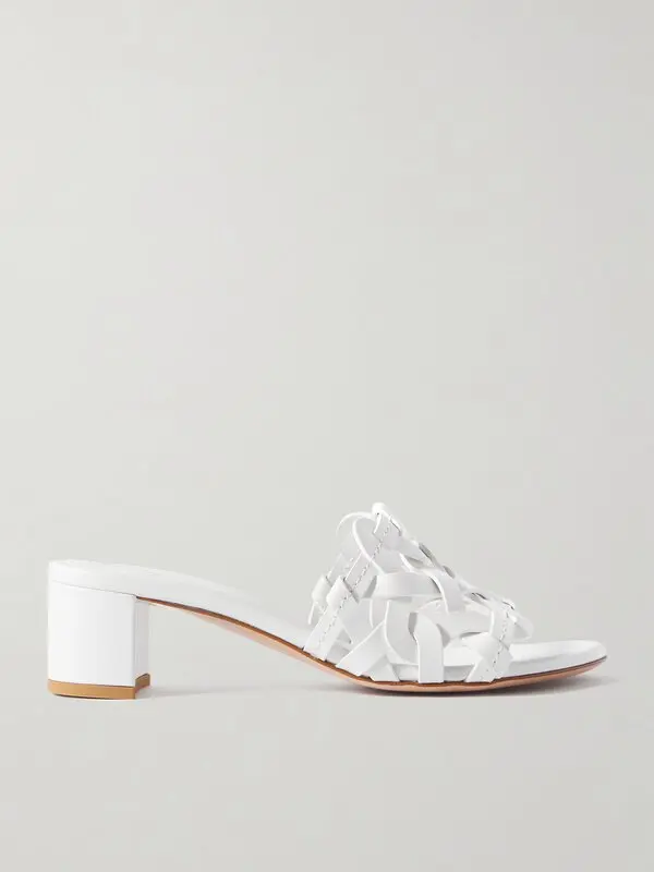 GIANVITO ROSSI Amalfi 45 Woven Leather Sandals - White
