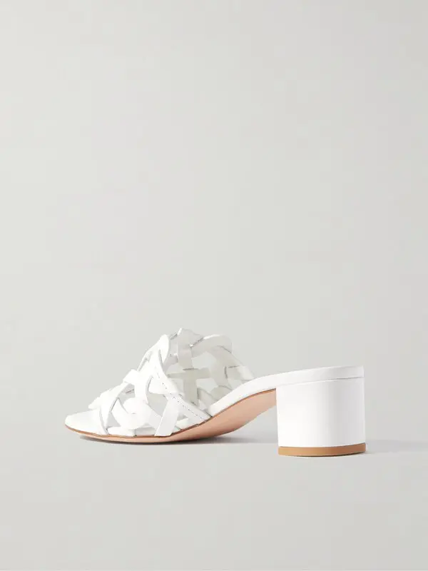 GIANVITO ROSSI Amalfi 45 Woven Leather Sandals - White