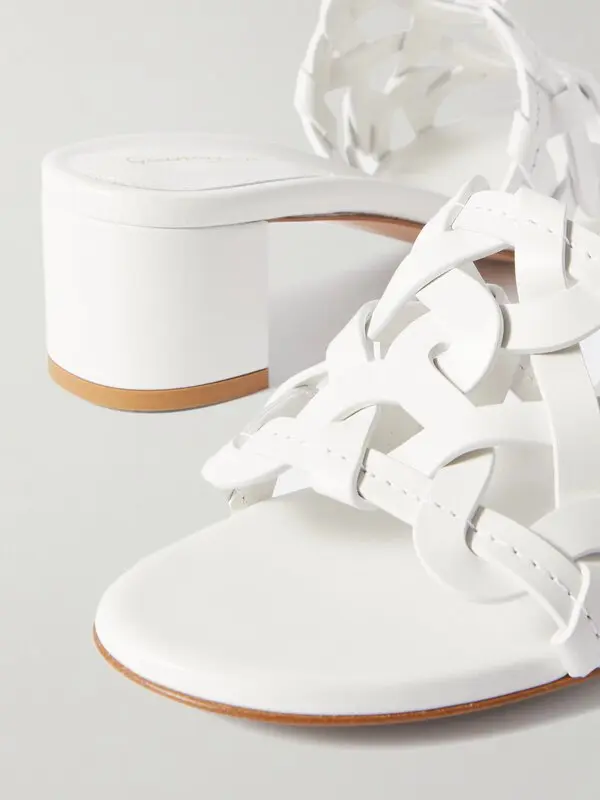 GIANVITO ROSSI Amalfi 45 Woven Leather Sandals - White
