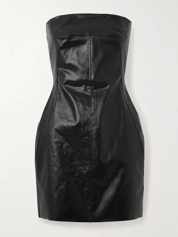 Rick Owens Coated-denim Bustier Mini Dress