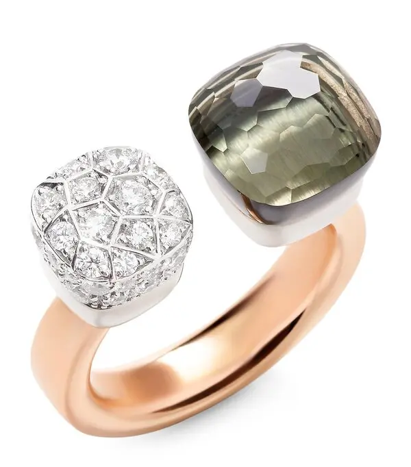 Pomellato Nudo Ring With Diamonds And Prasiolite - Rose Gold