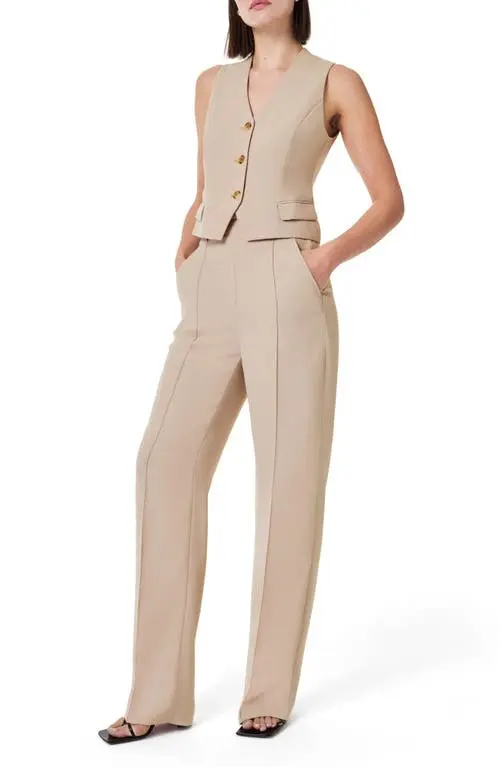 Spanx Crepe Straight Leg Trousers - Tahini