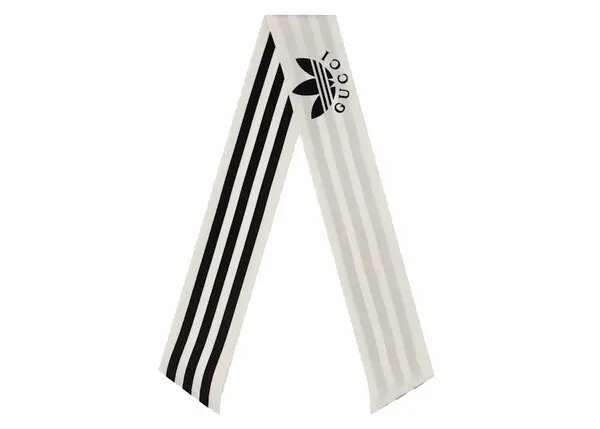 Gucci X Adidas Striped Silk Neck Bow - Ivory/black