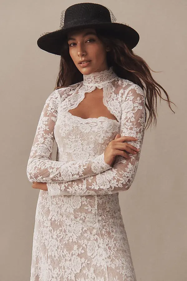 V. Chapman Whitby Long-Sleeve Gown In White - 30% Off | Editorialist