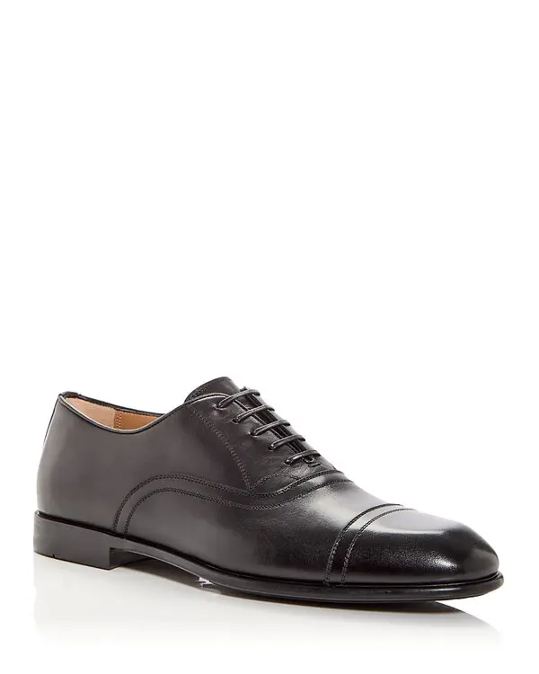 FERRAGAMO Cortez Leather Cap Toe Oxfords - Nero