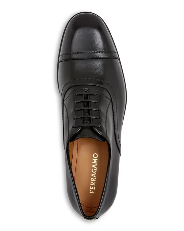 FERRAGAMO Cortez Leather Cap Toe Oxfords - Nero