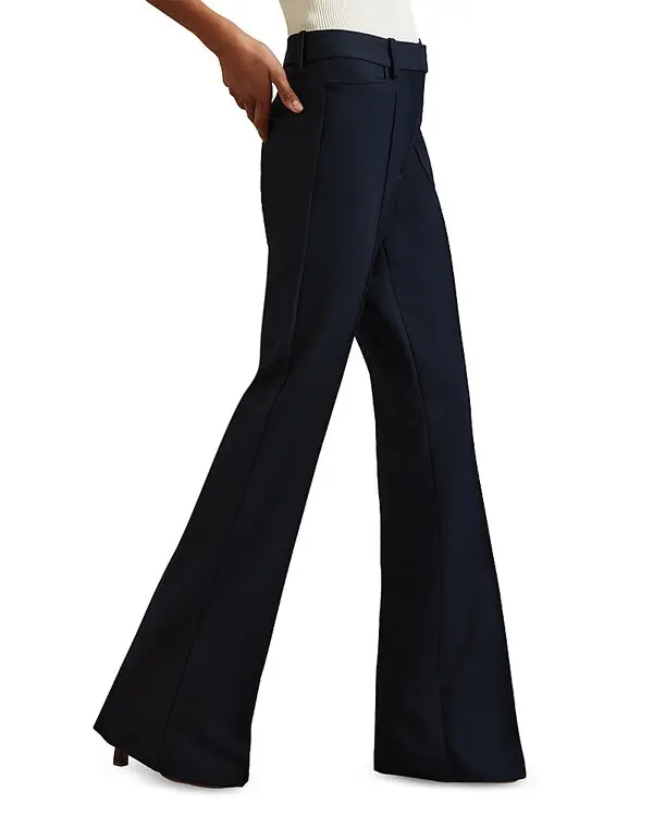 REISS Gabi Flare Leg Trousers - Navy