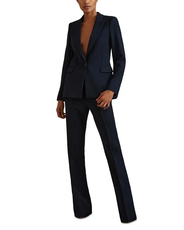 REISS Gabi Flare Leg Trousers - Navy
