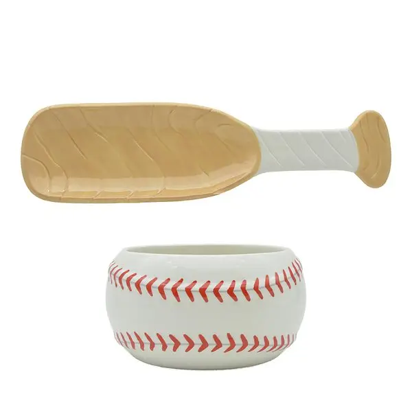 GODINGER 2-piece Baseball Bowl & Bat Serving Set - Multi