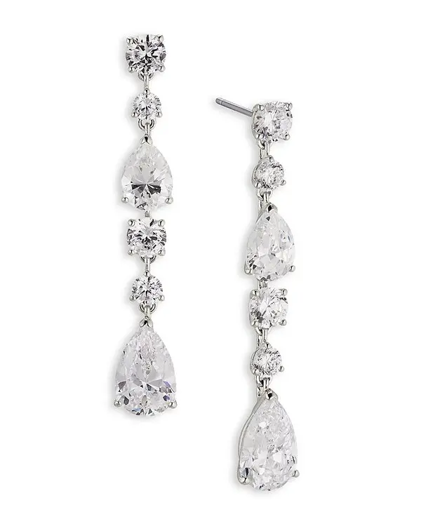 Nadri Halle Linear Drop Earrings - Silver