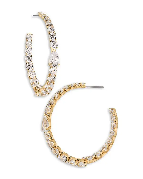 Nadri Halle Cubic Zirconia Hoop Earrings - Gold