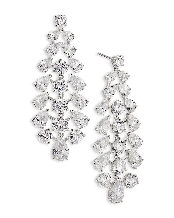 Nadri Halle Cubic Zirconia Statement Earrings - Silver