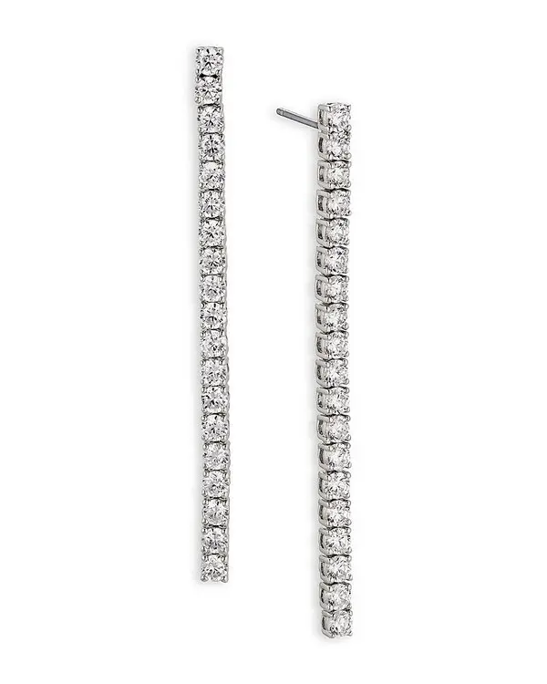 Nadri Cubic Zirconia Linear Drop Earrings - Silver