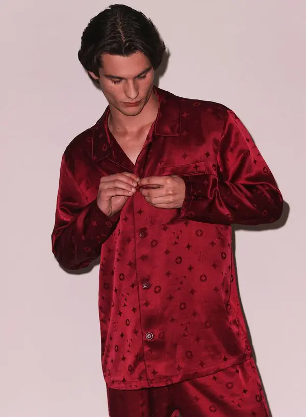 FLEUR DU MAL Silk Jacquard Pj Top - Barolo