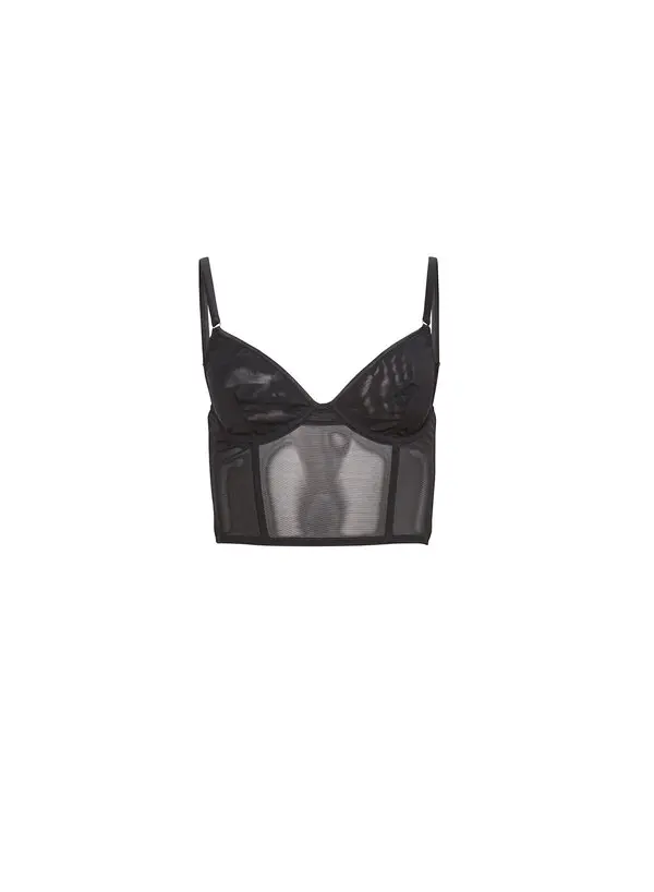 Fleur Du Mal Mesh Longline Bustier - Black