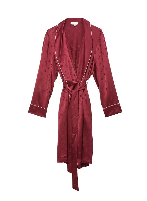 Fleur Du Mal Silk Jacquard Robe - Barolo