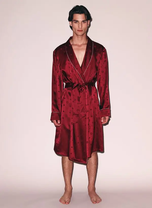 FLEUR DU MAL Silk Jacquard Robe - Barolo