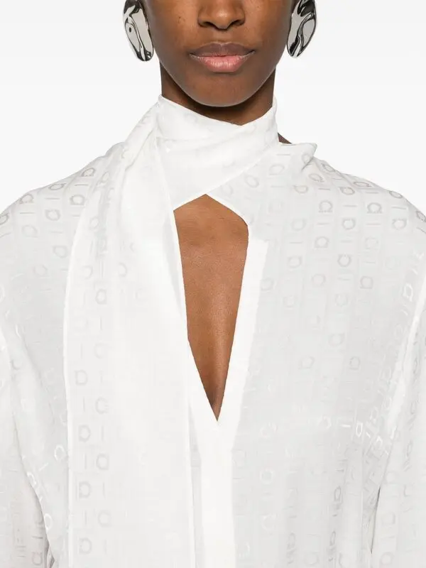 FERRAGAMO Monogram-jacquard Silk Shirt
