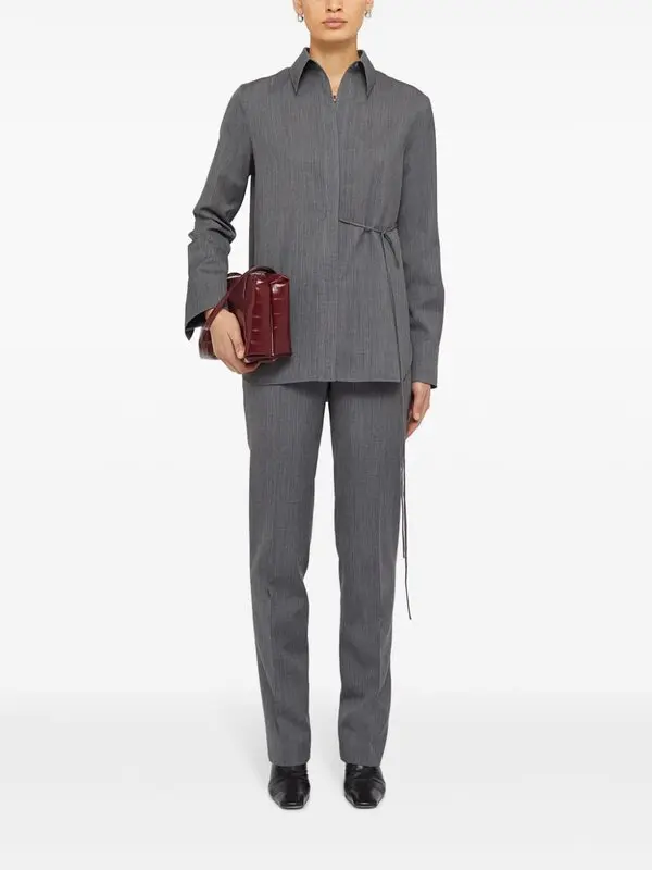 JIL SANDER Wrap Wool Shirt - Grey