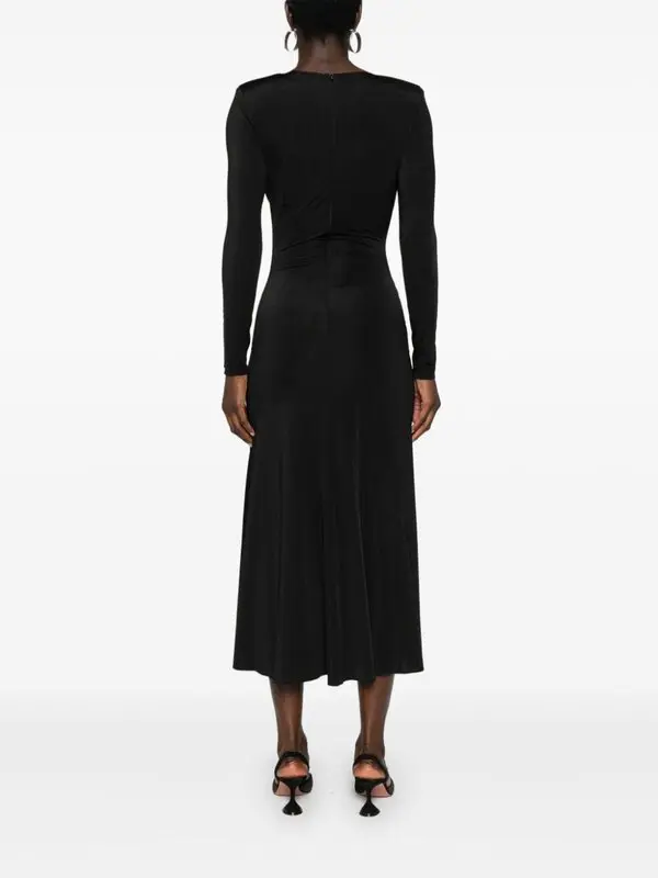 NISSA Floral-appliqué Ruched Gown - Black