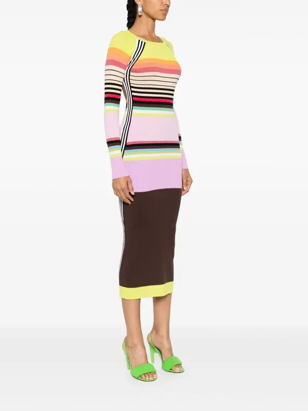 Christopher John Rogers Striped Ribbed-knit Maxi Dress