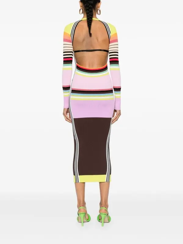 Christopher John Rogers Striped Ribbed-knit Maxi Dress