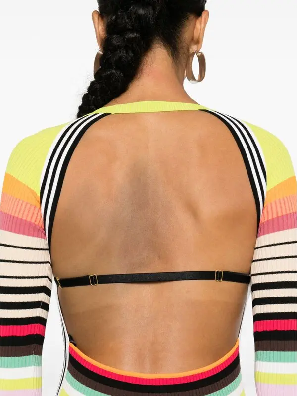 Christopher John Rogers Striped Ribbed-knit Maxi Dress