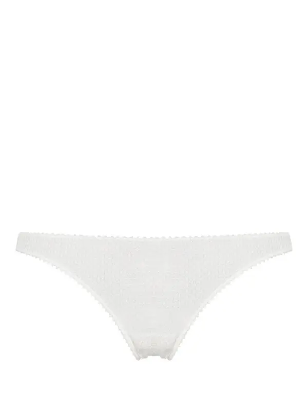 Kiki De Montparnasse Semi-sheer Crochet Thong - White