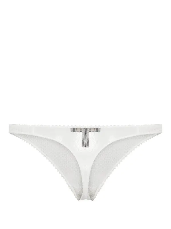 Kiki De Montparnasse Semi-sheer Crochet Thong - White