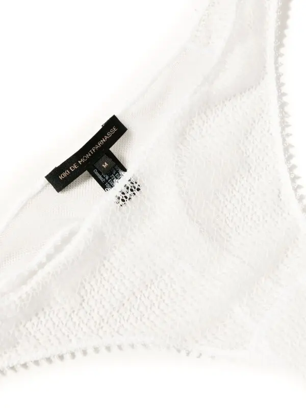 Kiki De Montparnasse Semi-sheer Crochet Thong - White