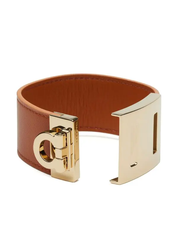 FERRAGAMO Gancini Leather Bracelet - Brown