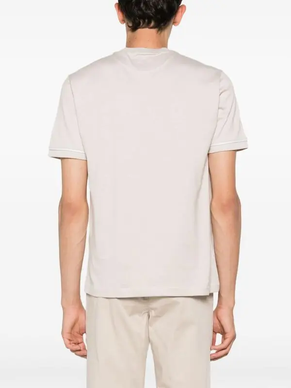 Eleventy Logo-embroidered Cotton T-shirt - Neutrals