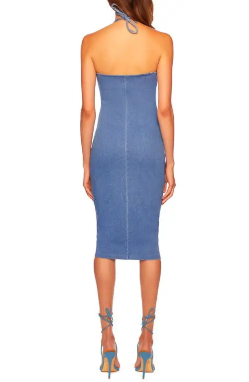 susana monaco denim dress Susana Monaco Denim Corset Midi Dress 33"