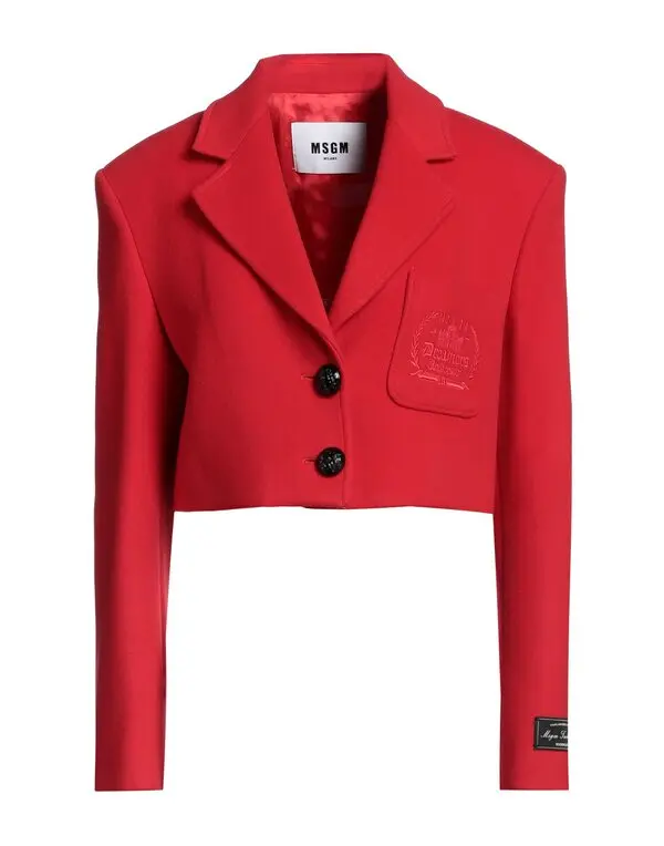 MSGM Single-breasted Blazer - Tomato Red