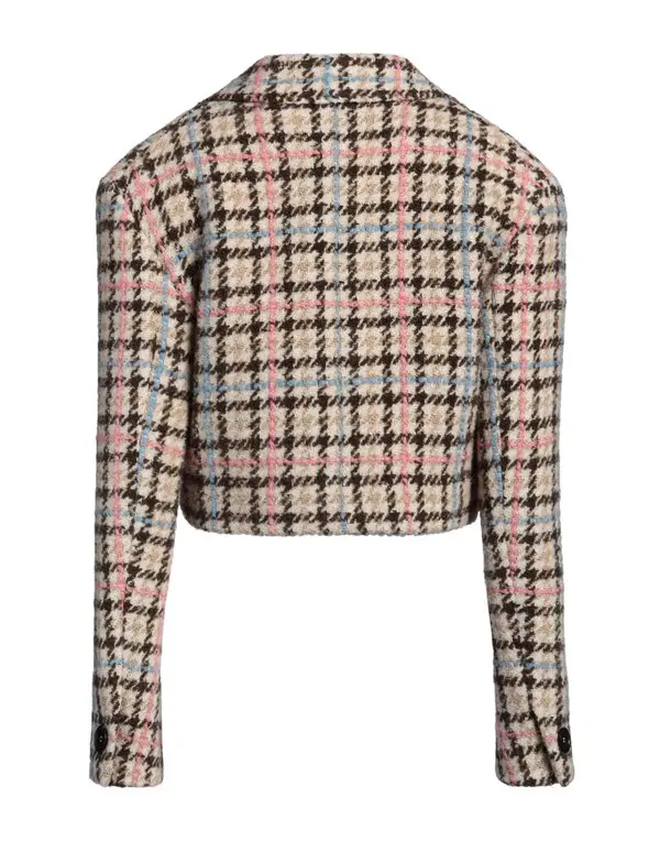 MSGM Single-breasted Houndstooth Blazer - Beige