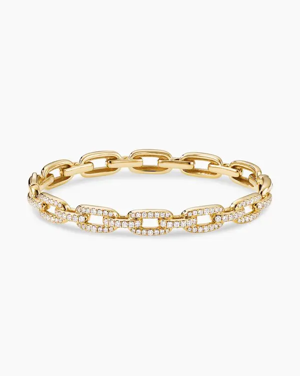 David Yurman Stax Chain Link Bracelet In 18k Yellow Gold With Diamonds