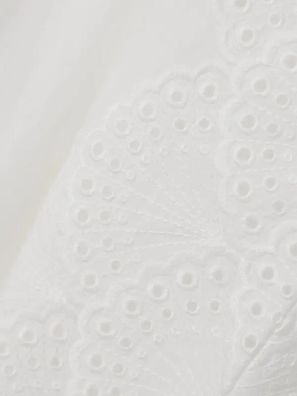 loulou de saison - Dulche Scalloped Broderie Anglaise Cotton-poplin Straight-leg Pants