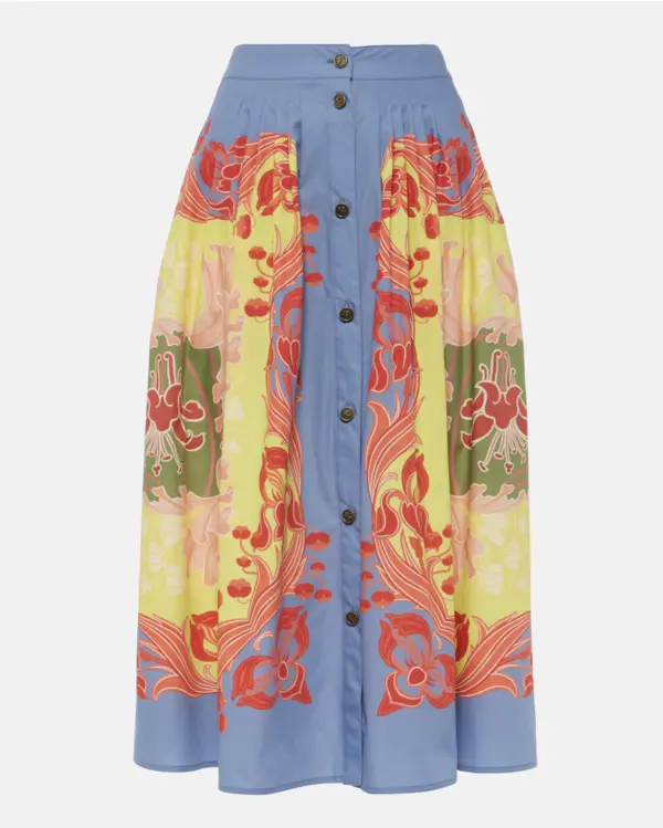 Etro Printed Cotton Poplin Midi Skirt - Multi
