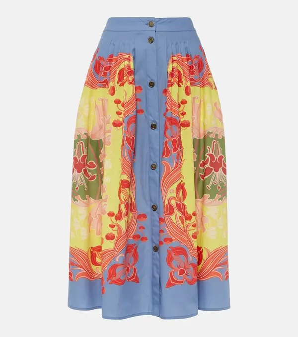 Etro Printed Cotton Poplin Midi Skirt - Multicoloured