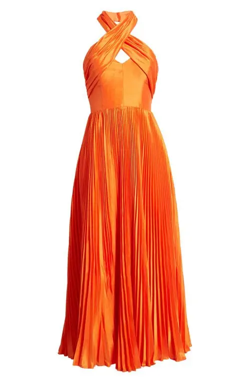 hutch dolly halter pleated maxi dress Pleated halter maxi dress Blue For Women