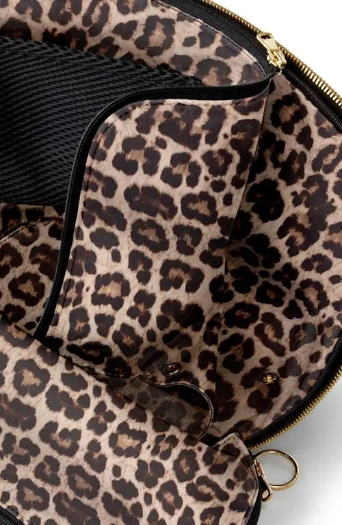 KUSSHI Everyday Leather Makeup Bag - Black/ Leopard Leather
