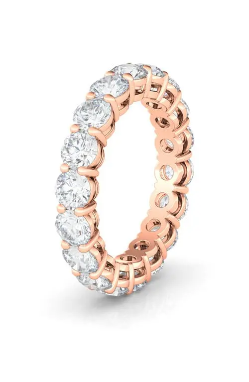 HAUTECARAT Round Cut Lab Grown Diamond 18k Gold Eternity Band Ring - Rose Gold