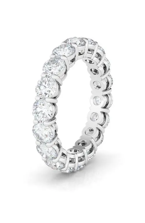 HAUTECARAT Round Cut Lab Grown Diamond 18k Gold Eternity Band Ring - White Gold