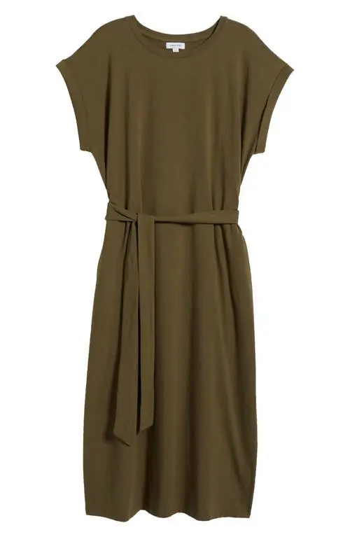 Nordstrom Tie Waist Stretch Cotton Knit Dress In Olive Burnt - 52% Off |  Editorialist
