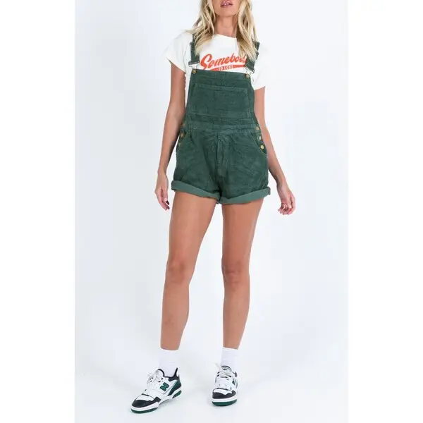 Princess Polly Kacey Corduroy Short Overalls - Green