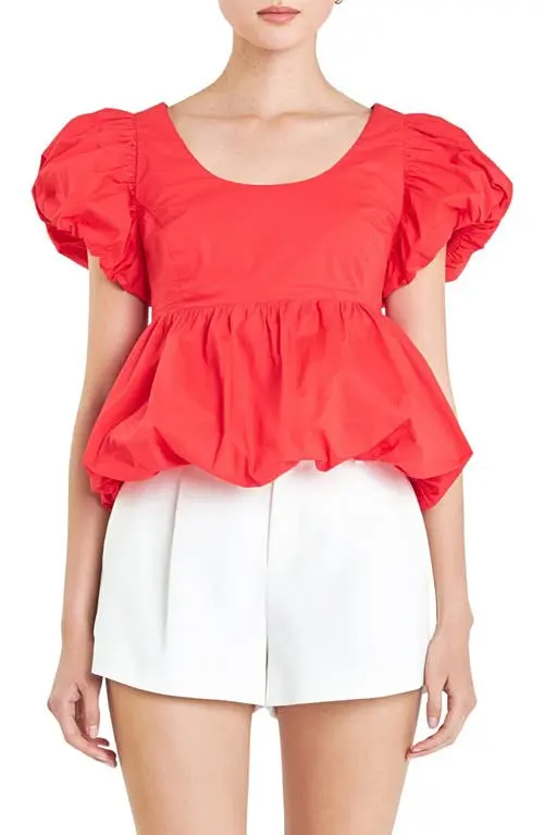 English Factory Bubble Hem Top - Red