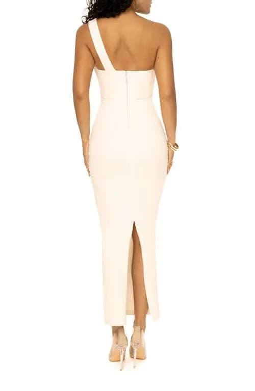 JLUXLABEL Ruched One-shoulder Maxi Dress - Beige