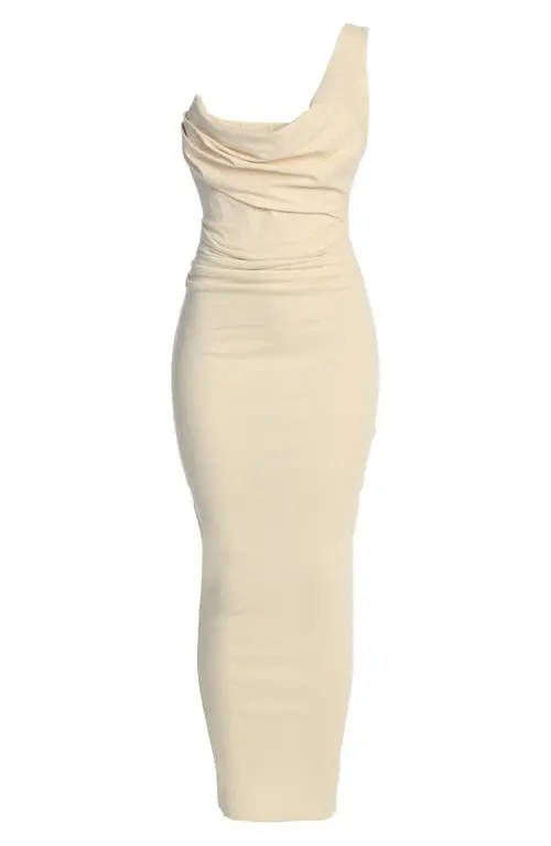 JLUXLABEL Ruched One-shoulder Maxi Dress - Beige